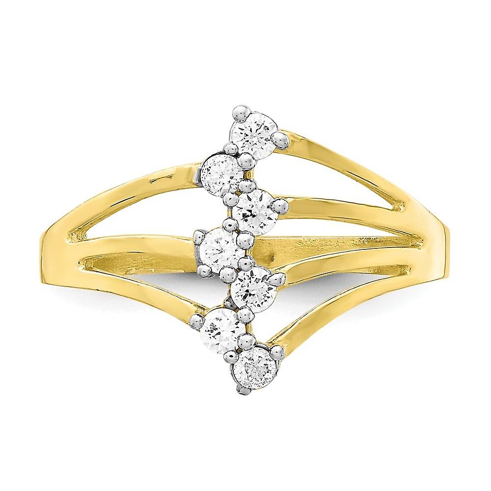10k Gold CZ Cubic Zirconia Simulated Diamond 7 stone Ring Size 7.00 ...