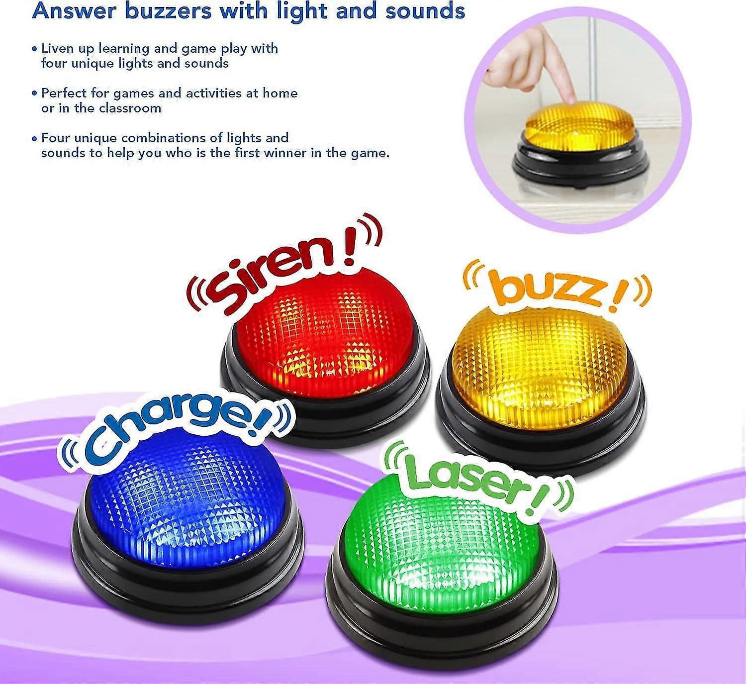 4-pack Game Buzzers - Family Feud Buzzer With Lights And Sounds, Answer ...