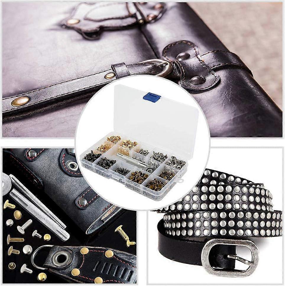 360 Leather Rivets Set Double Cap,3 Sizes Metal Tubular Rivet with ...
