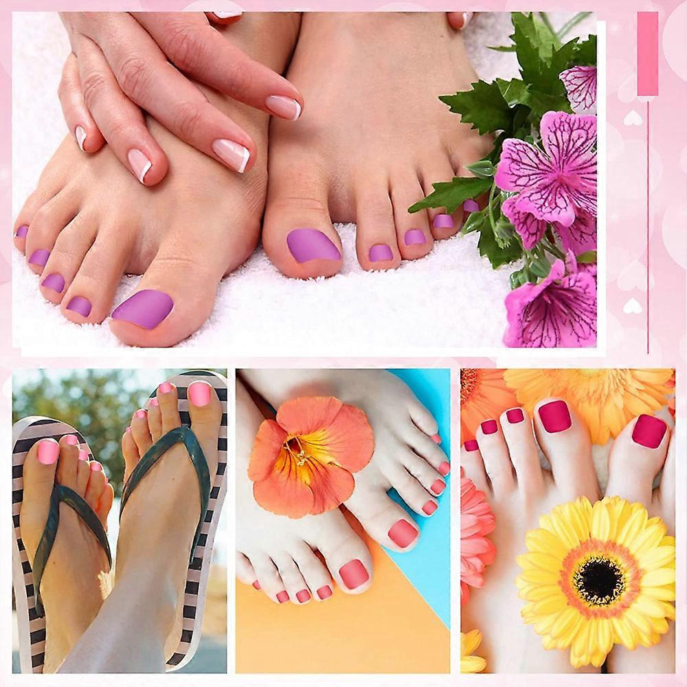 Square Fake Toenails Press On Toe Nails Short False Toes Nails Beach ...