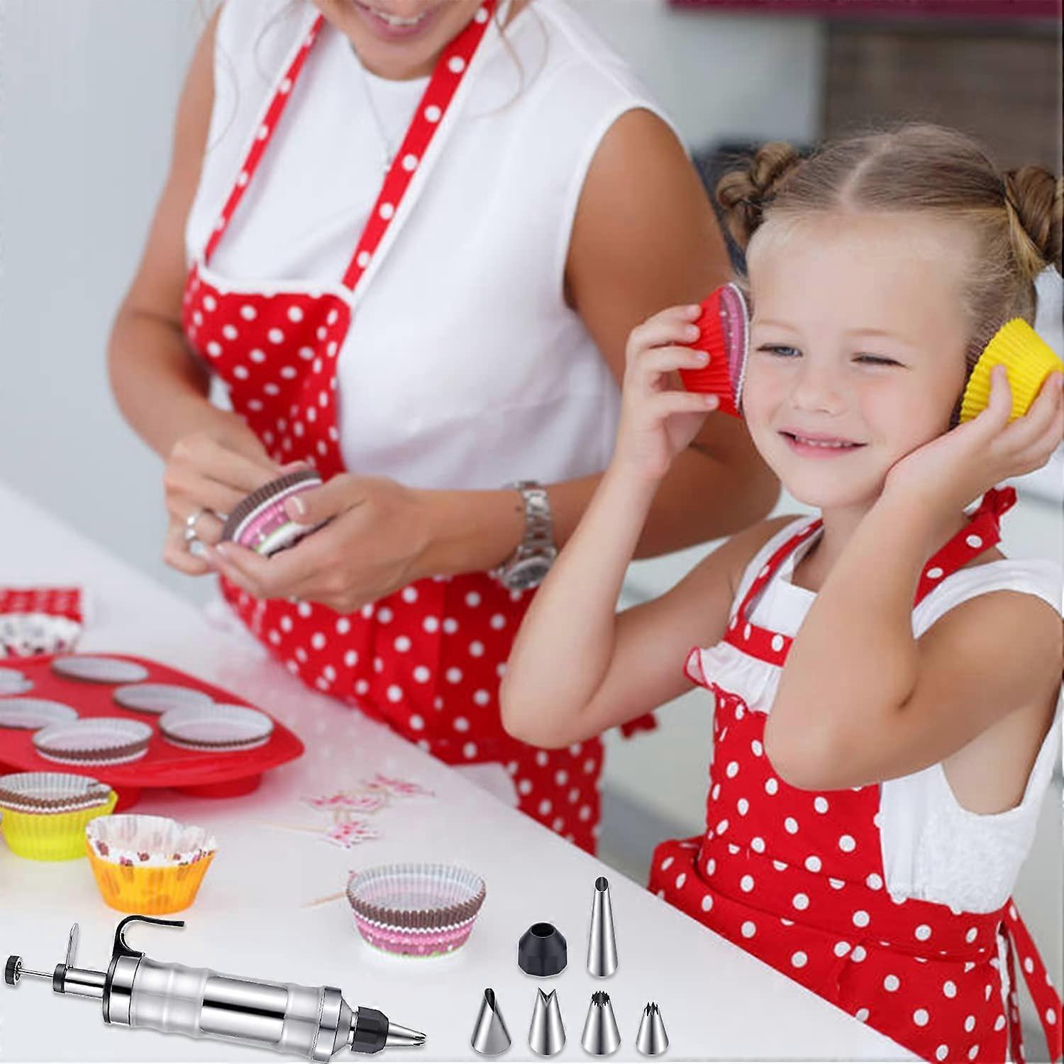 Icing Decoration Gun Set,Stainless Steel Dessert Decorator Cake ...