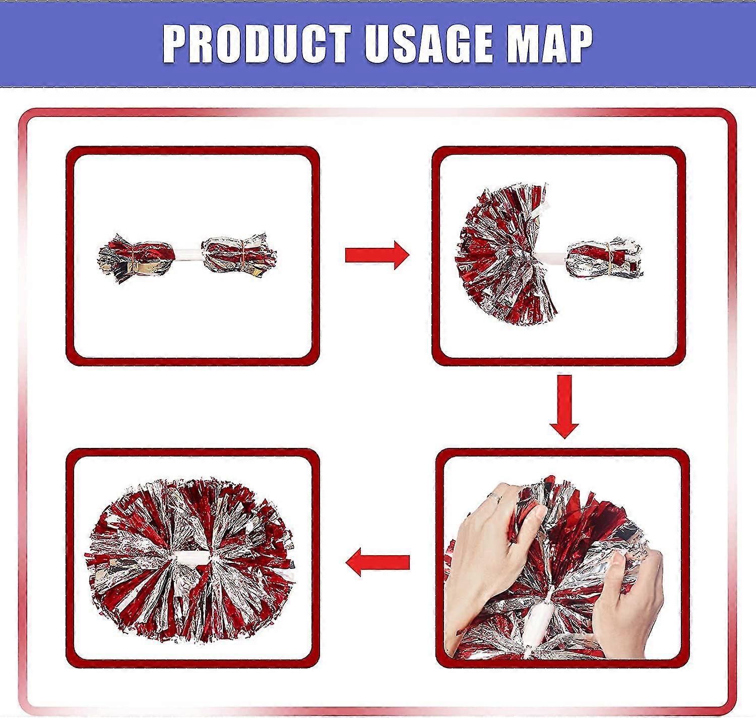 2pack Pom Poms Cheerleading13inch Cheerleading Pom Poms With Foil Cheer ...