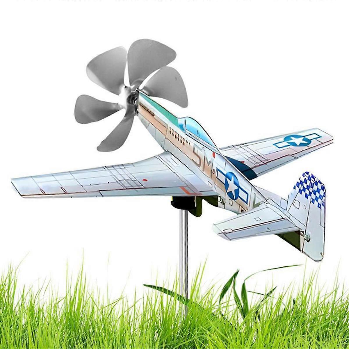 3D Plane Garden Weather Vane Pinwheel Anti- Metal Airplane Plug-in ...