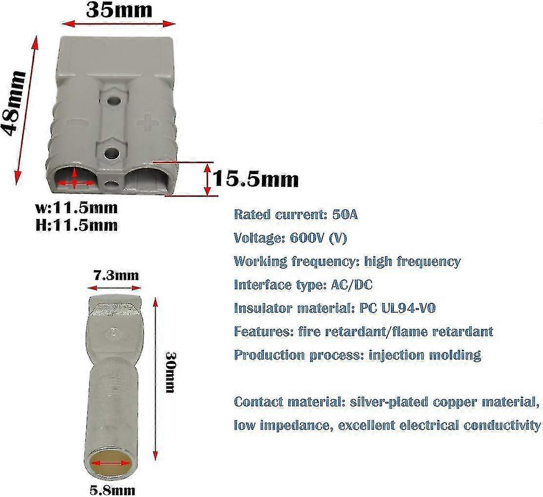 Battery Connector 50a Quick Connector Plug With 8awg Electrical Wire ...