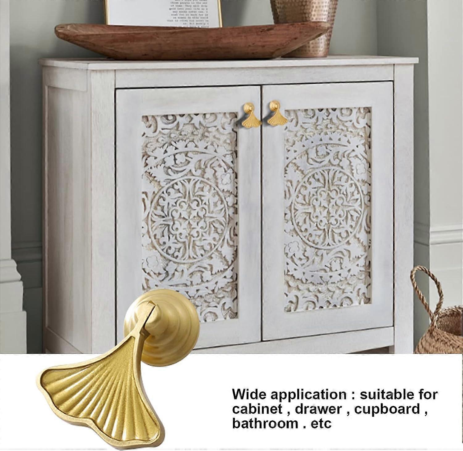 Ginkgo Leaf Shape Knob Handles, 6pcs Golden Drop Pendant Pull Handle ...