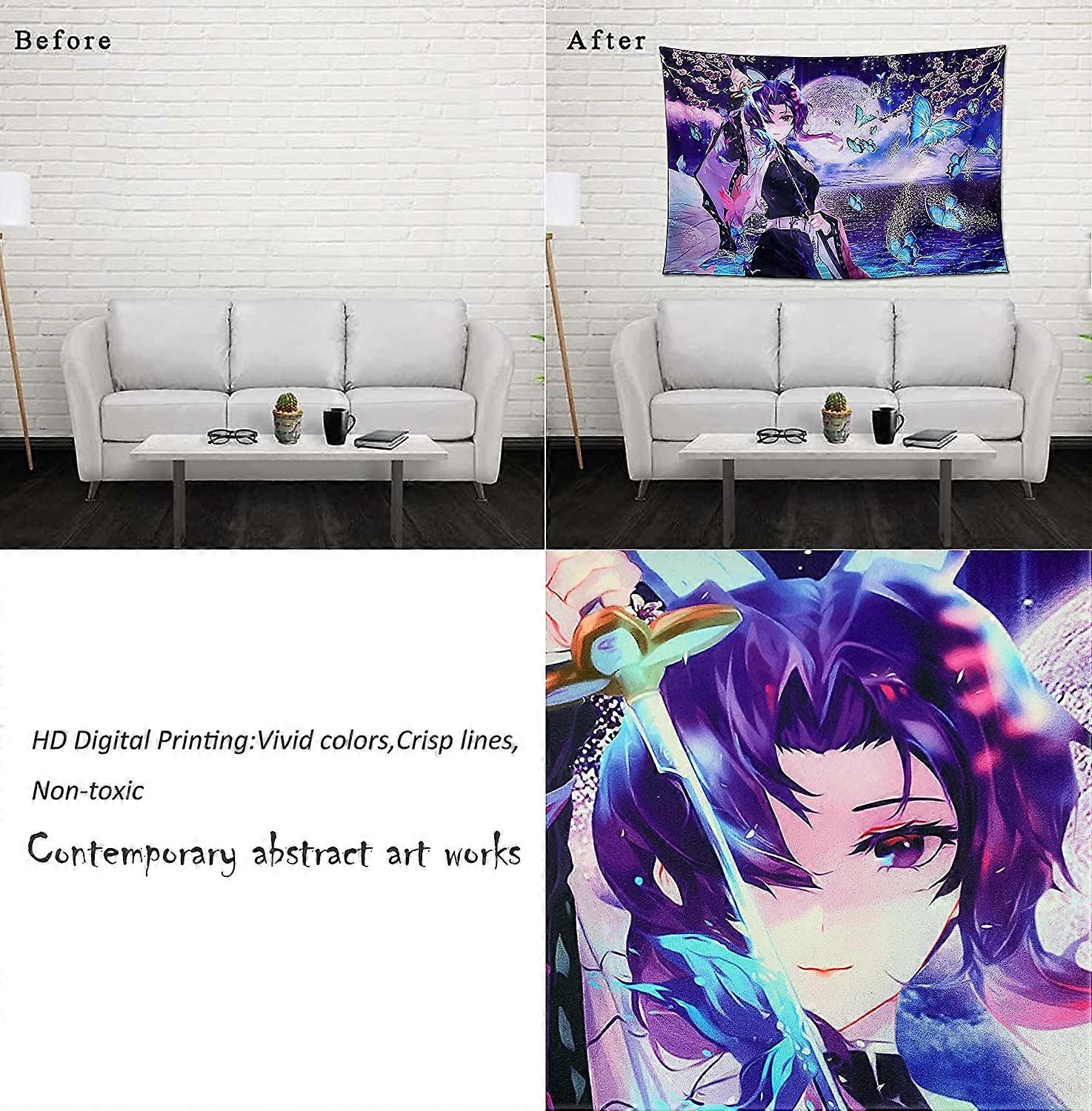 Japanese Manga Tapestry Demon Slayer Tapestry Moon Butterfly Tapestry ...