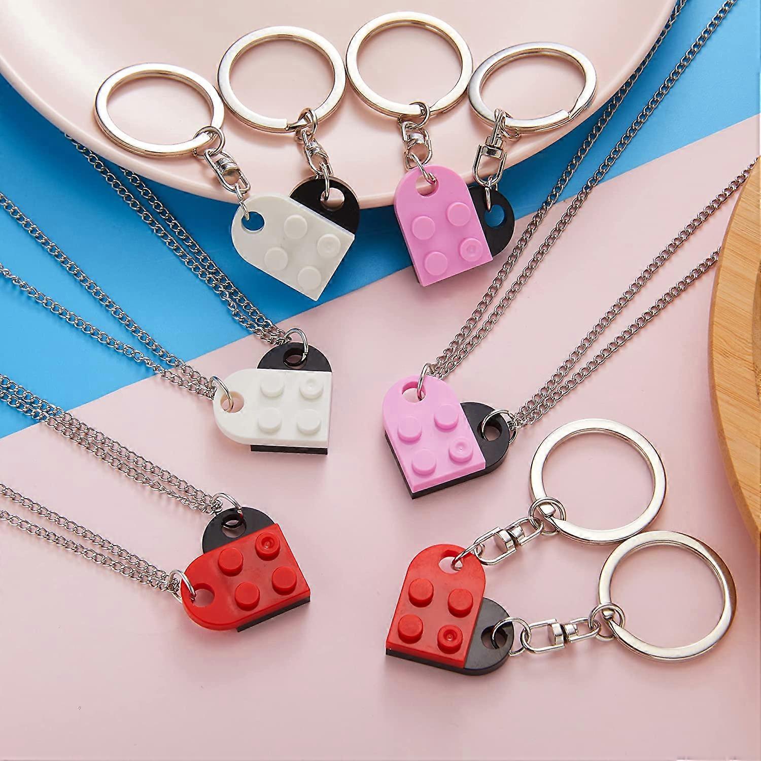 Brick Necklace Keychain for Couples Friends Heart Pendant Shaped ...