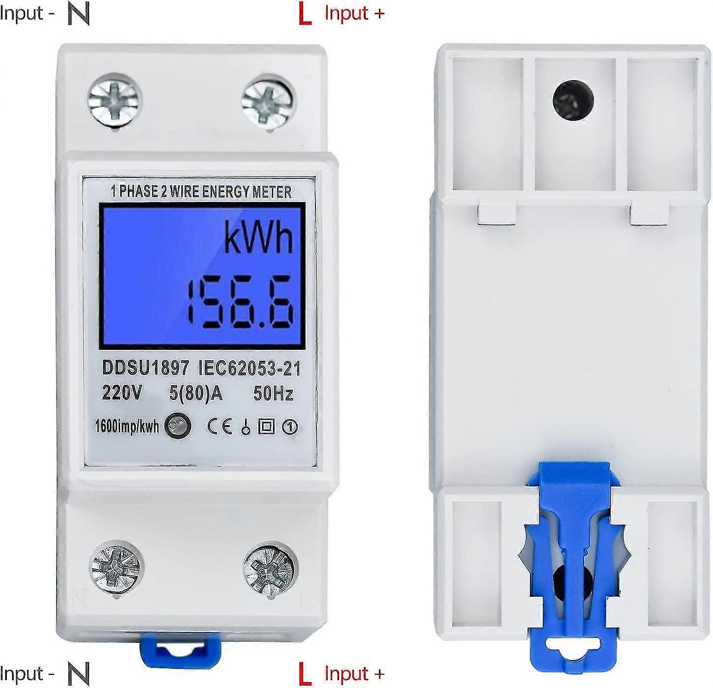 Lcd Digital Electricity Meter Ac Meter Top-hat Rail Kwh Meter 5(80) A ...