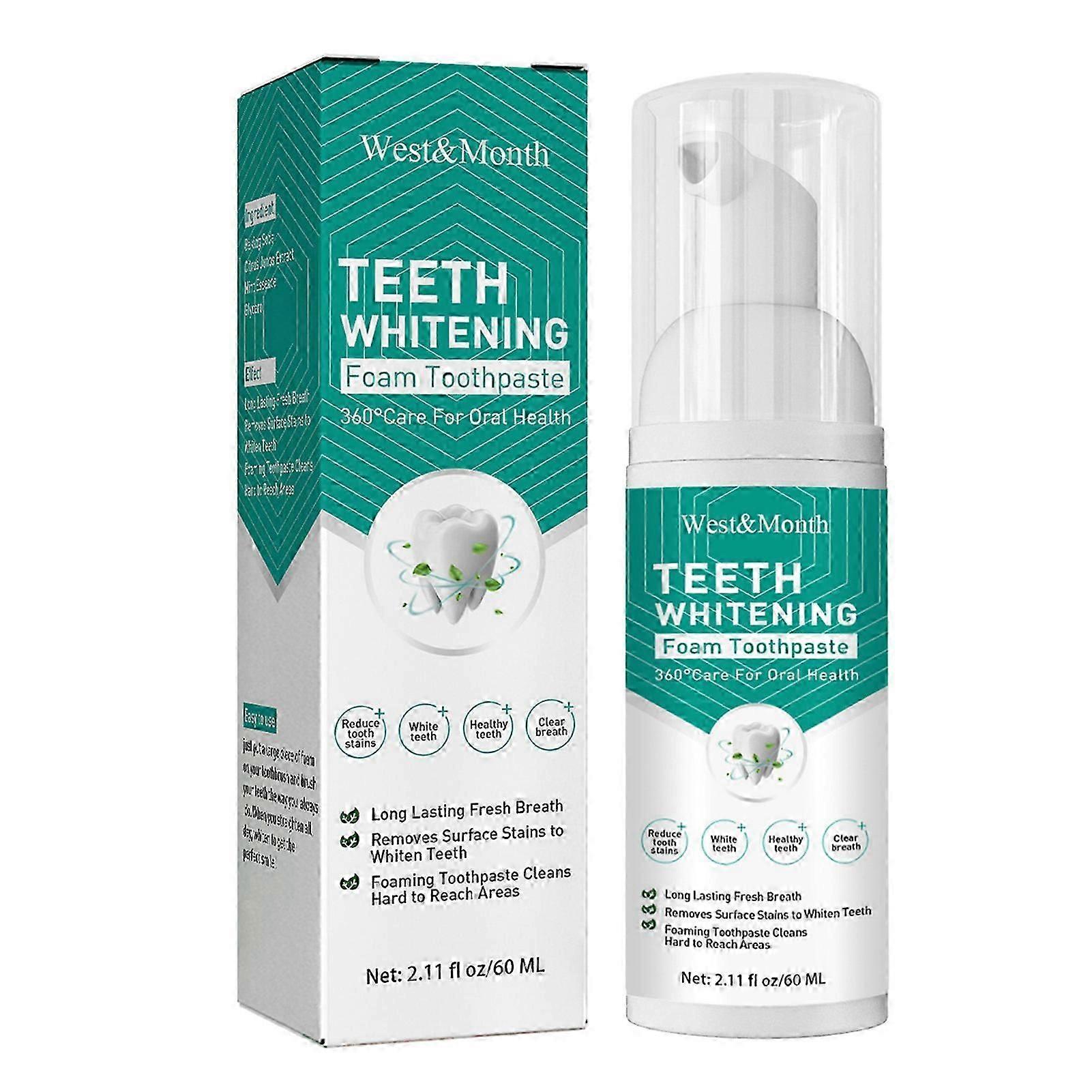 West&Month 60ml Teeth Whitening Foam Toothpaste Tooth Repair Mousse 360 ...