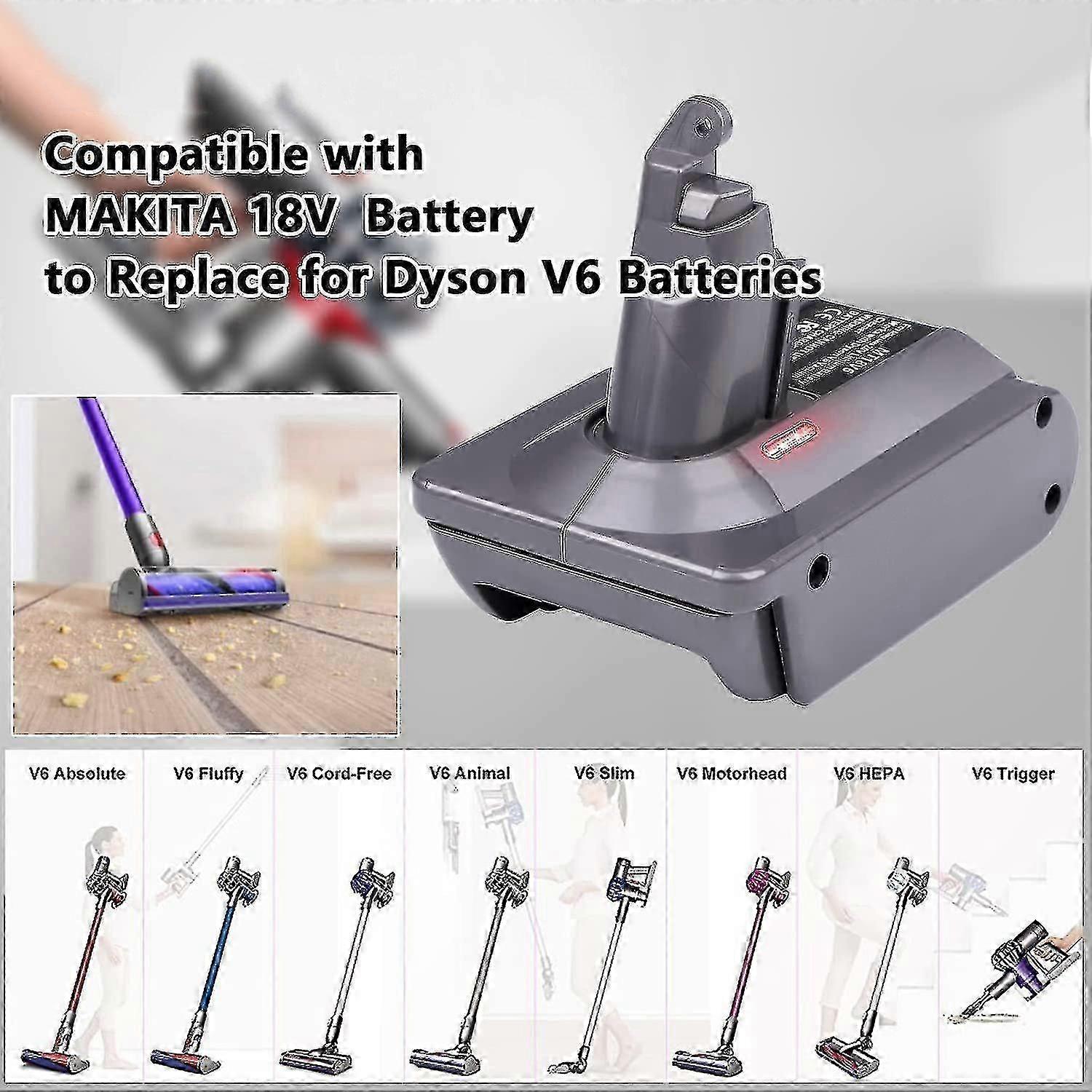 Makita Bl18 Series 18v Lithium Battery Adapter Converter To Dyson V6 ...