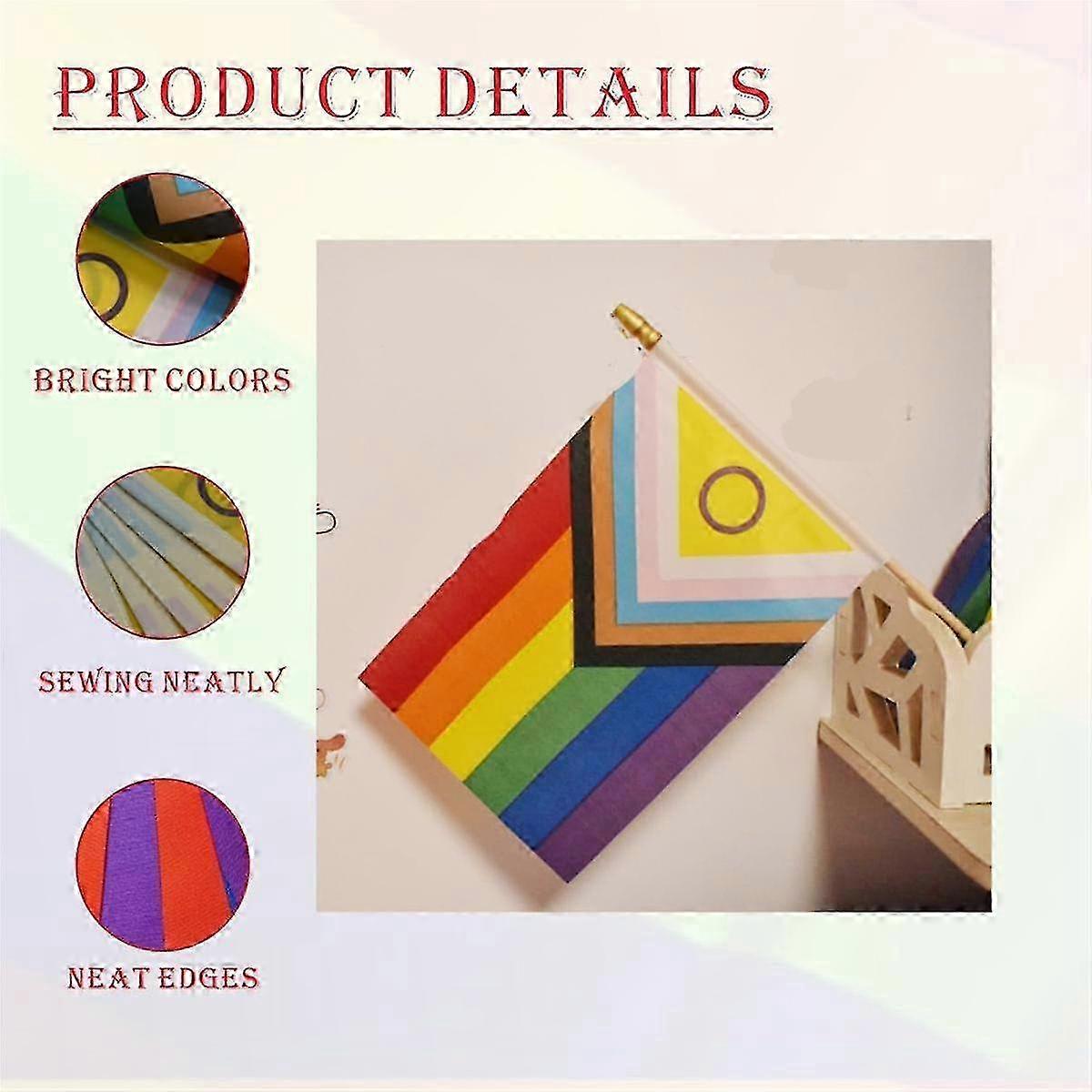 50-Piece Small Mini Rainbow LGBTQ Pride Flags 5x8 Inches Handheld Stick ...