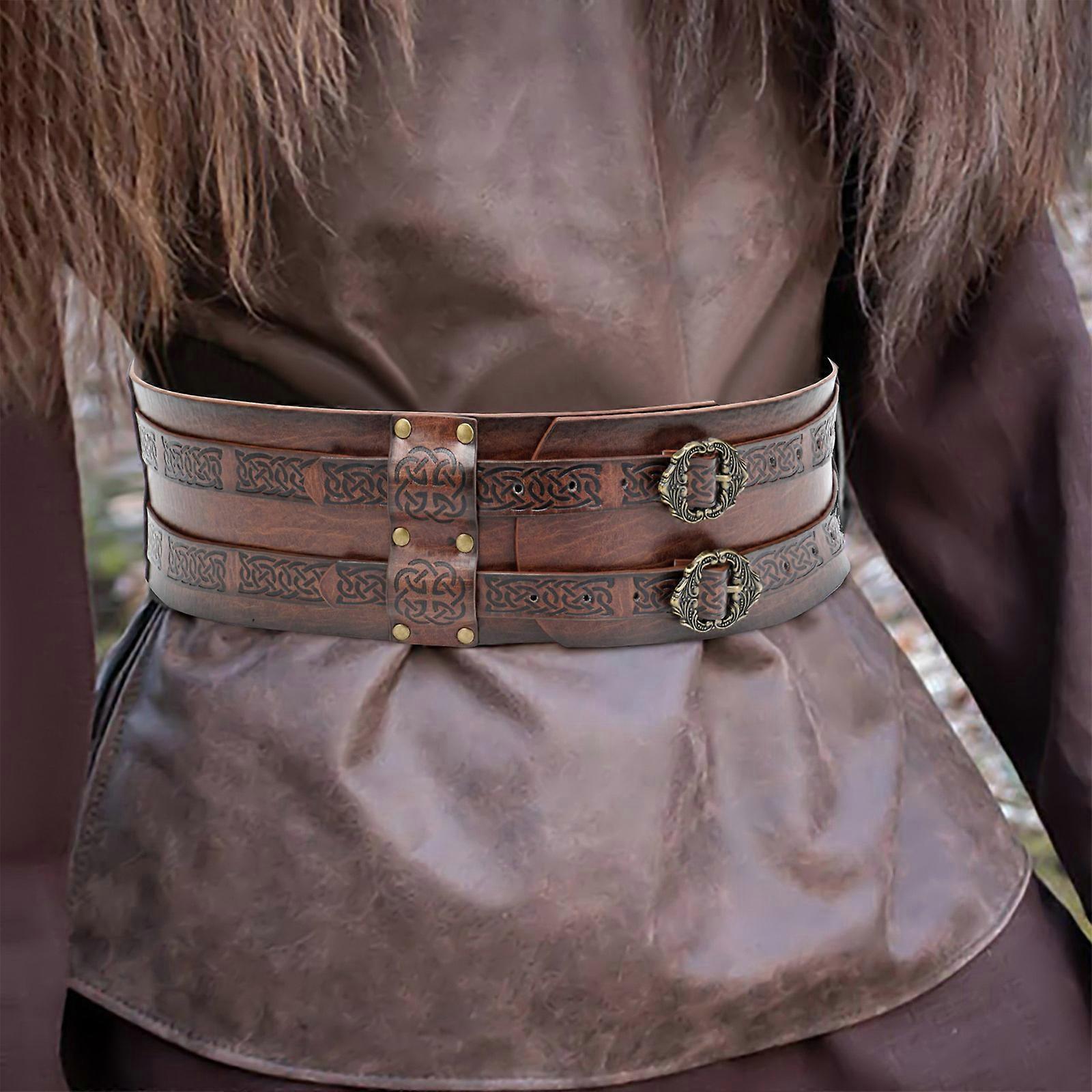 Viking Wide Belt Cosplay Knight Corsets Belt Nordic Faux Leather Armors ...