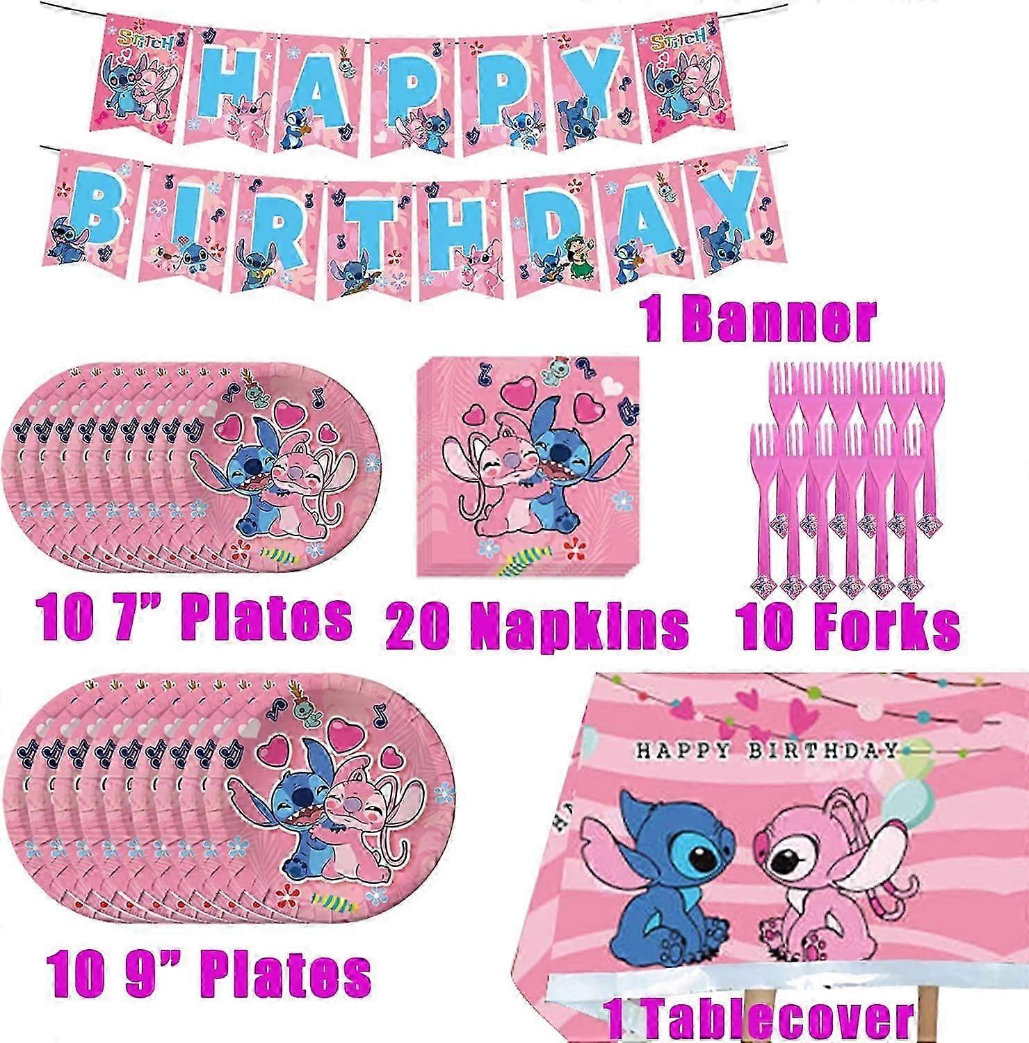 Pink Lilo And Stitch Birthday Party Supplies Set, Pink Theme Party ...