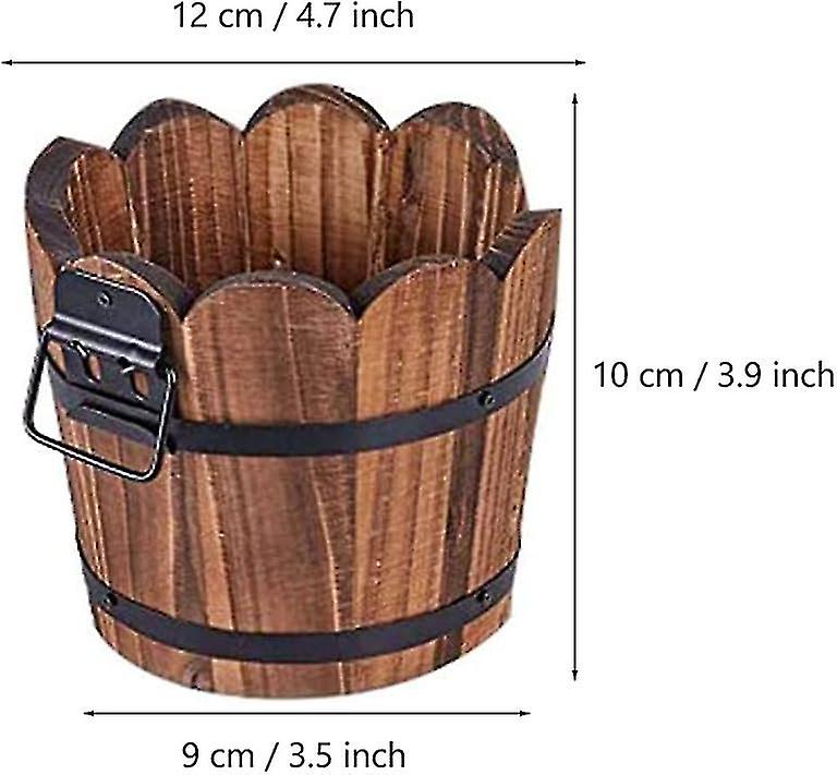 Wooden Barrel Planter, Round, Natural, Handmade, Safe For The Human ...