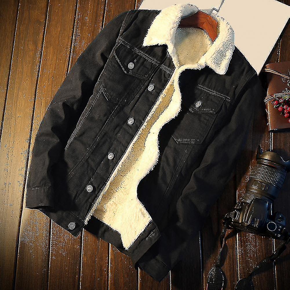 Men Winter Autumn Jacket Denim Inner Fleece Thicken Winter Jeans Jacket ...
