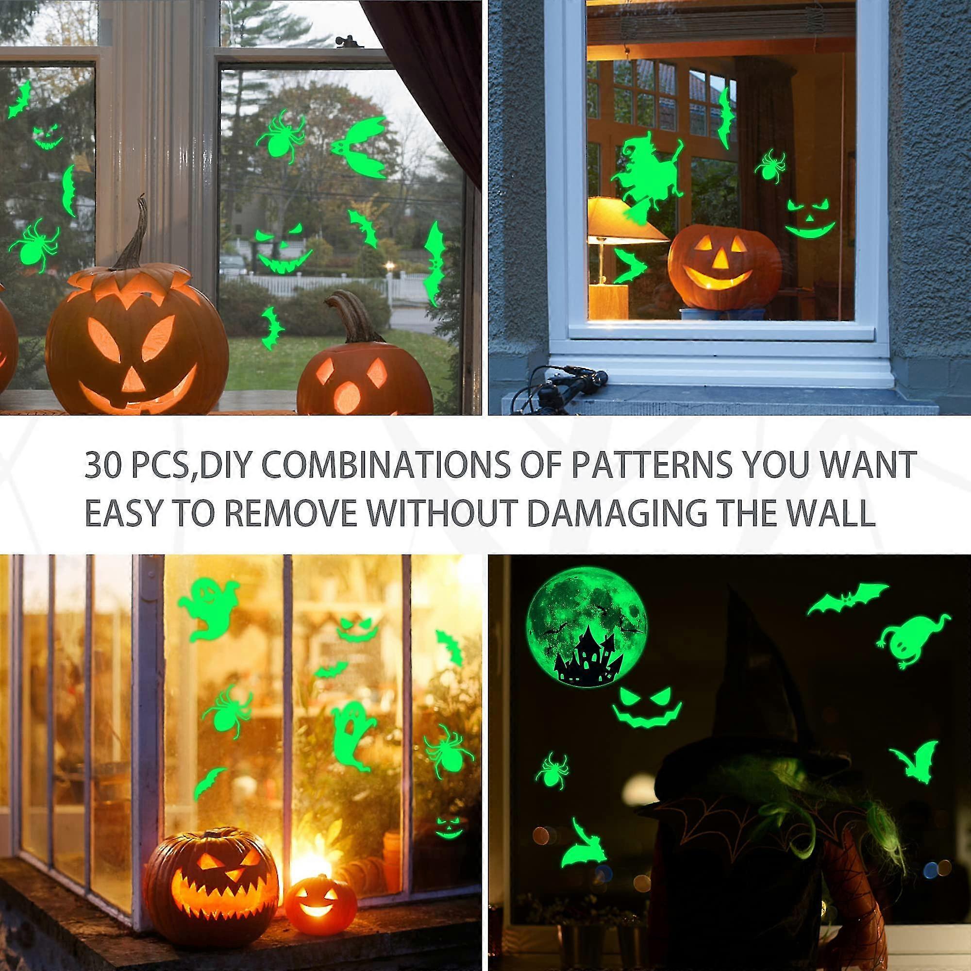 For 2024 5pcs Halloween Luminous Dark Stickers, Luminous Window Decals ...