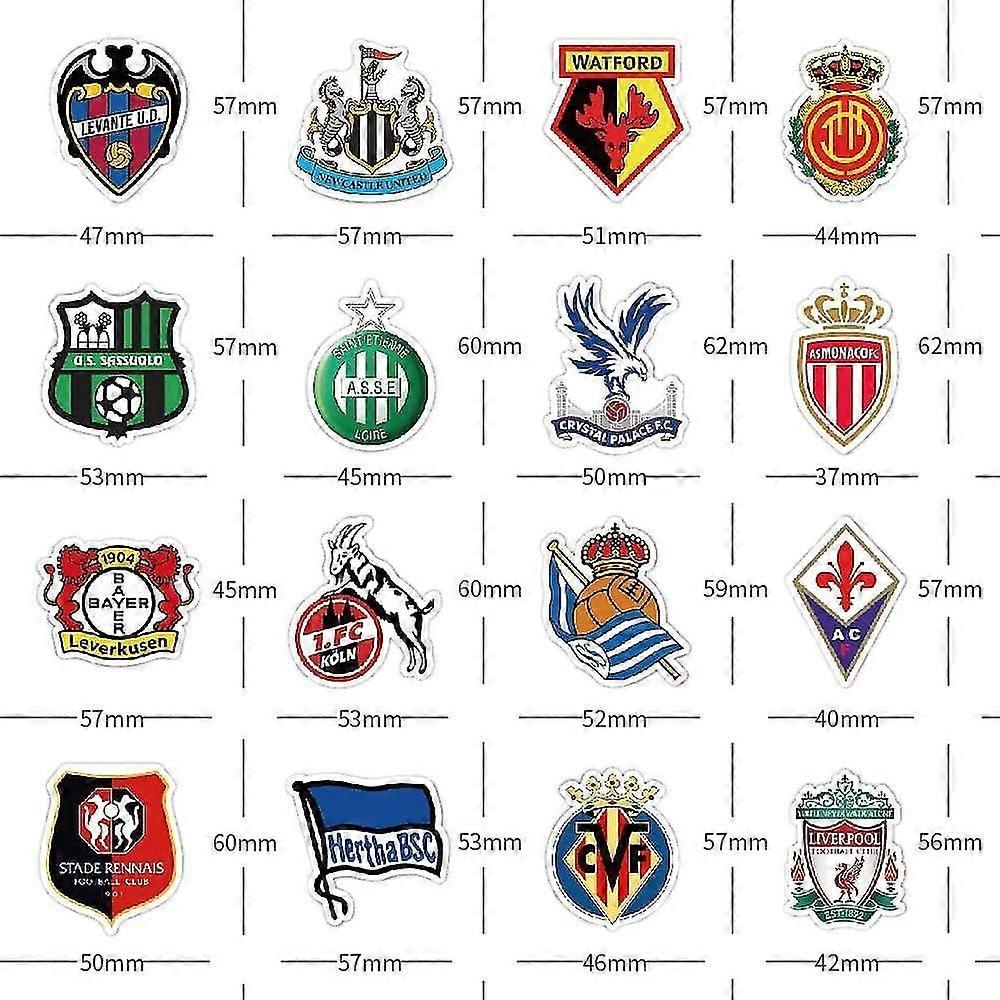100pcs Soccer Team Logo Stickers, Soccer Club Sticker Pack, Waterproof ...