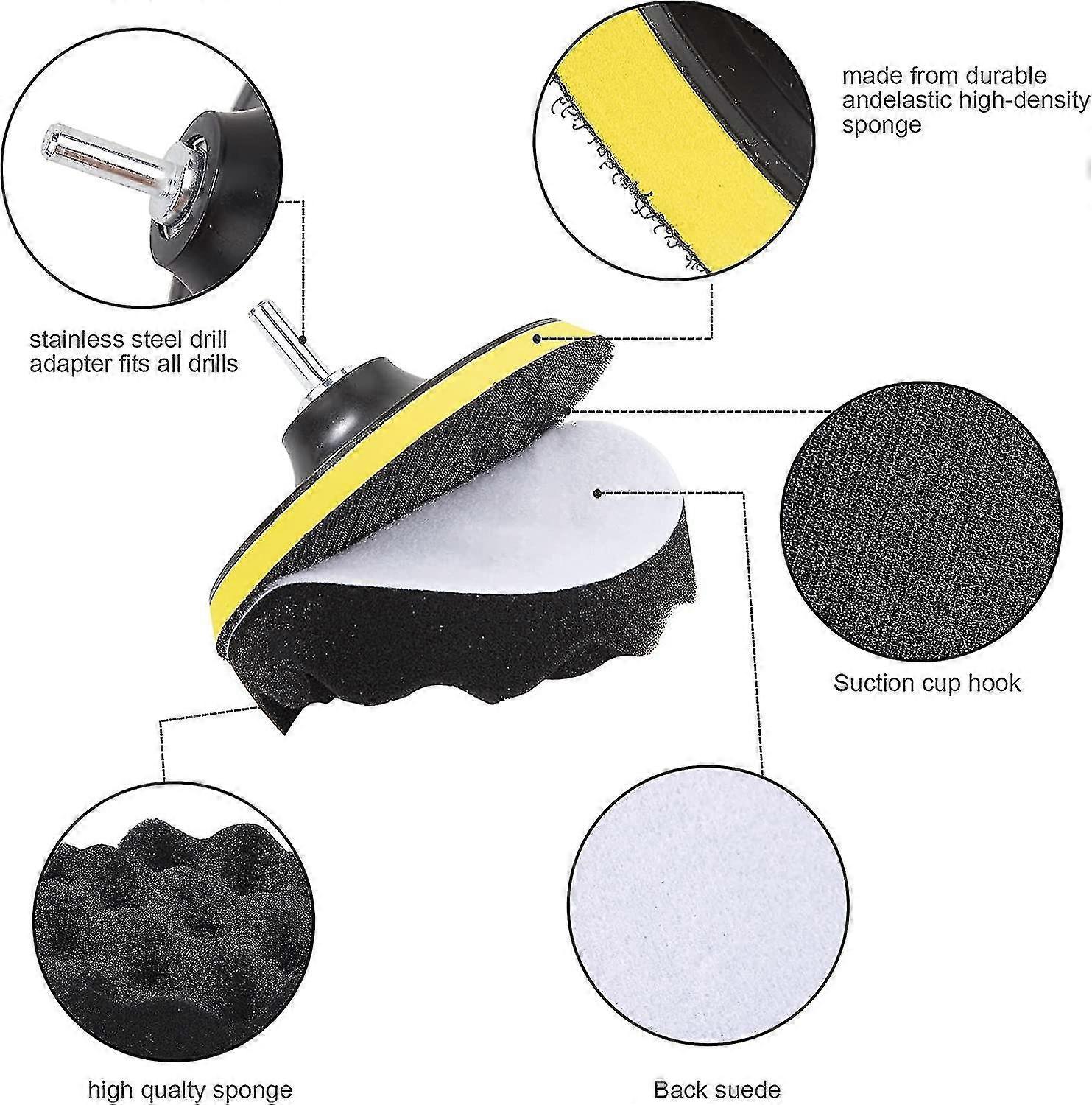Polishing Sponge Kit, Polishing Pads With Drill Adapter, 125mm/5 Inch ...