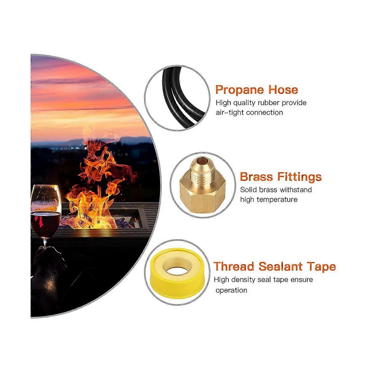 Burner Connection Kit, Propane Fire Pit Replacement with 1/2In Control ...