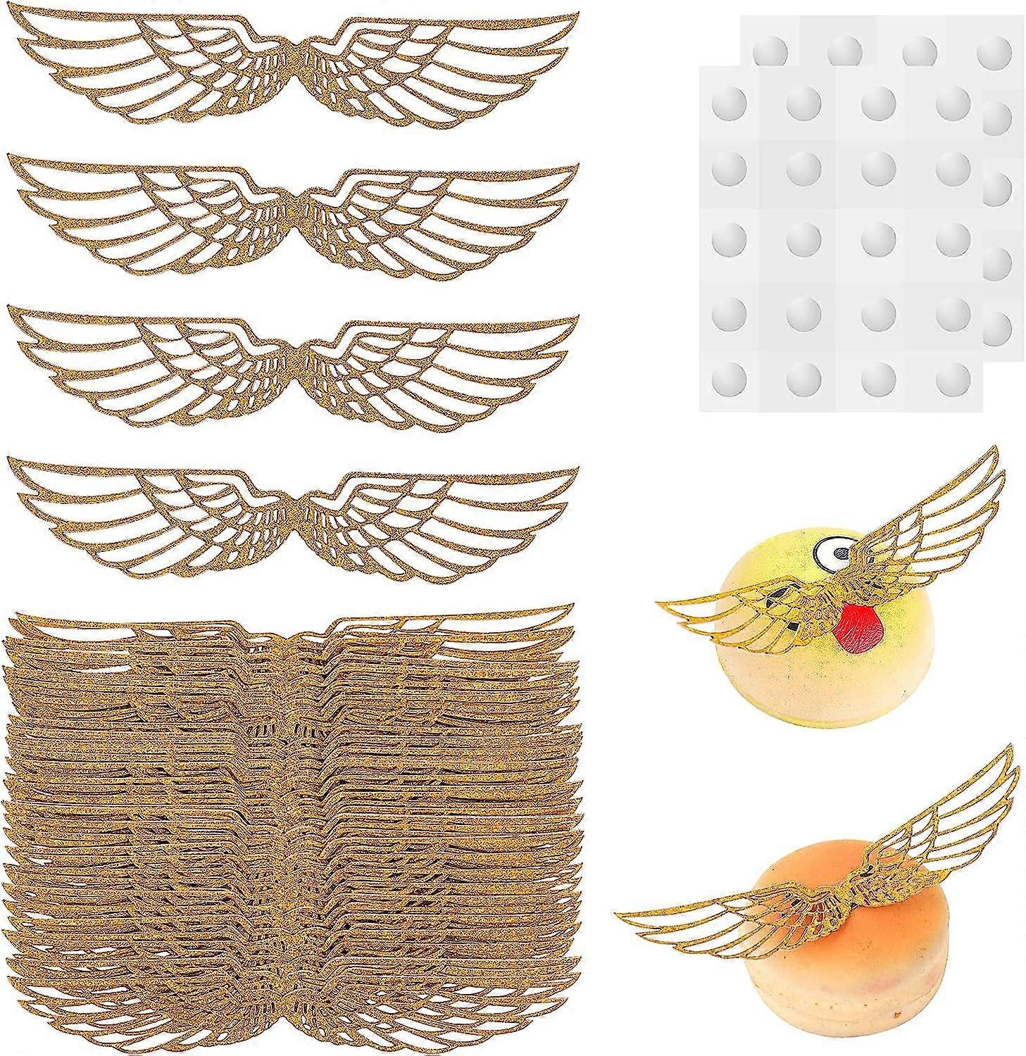 Cake Toppers, Gold Wings Wizard Party Chocolate Decoration Cupcake ...