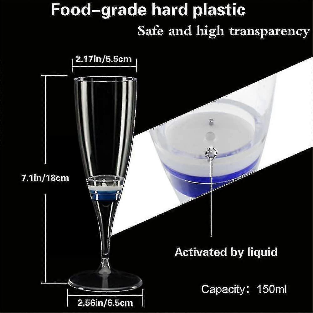 6 Pack Led Wine Glasses Champagne Flutes Light Up Glasses Led Liquid ...