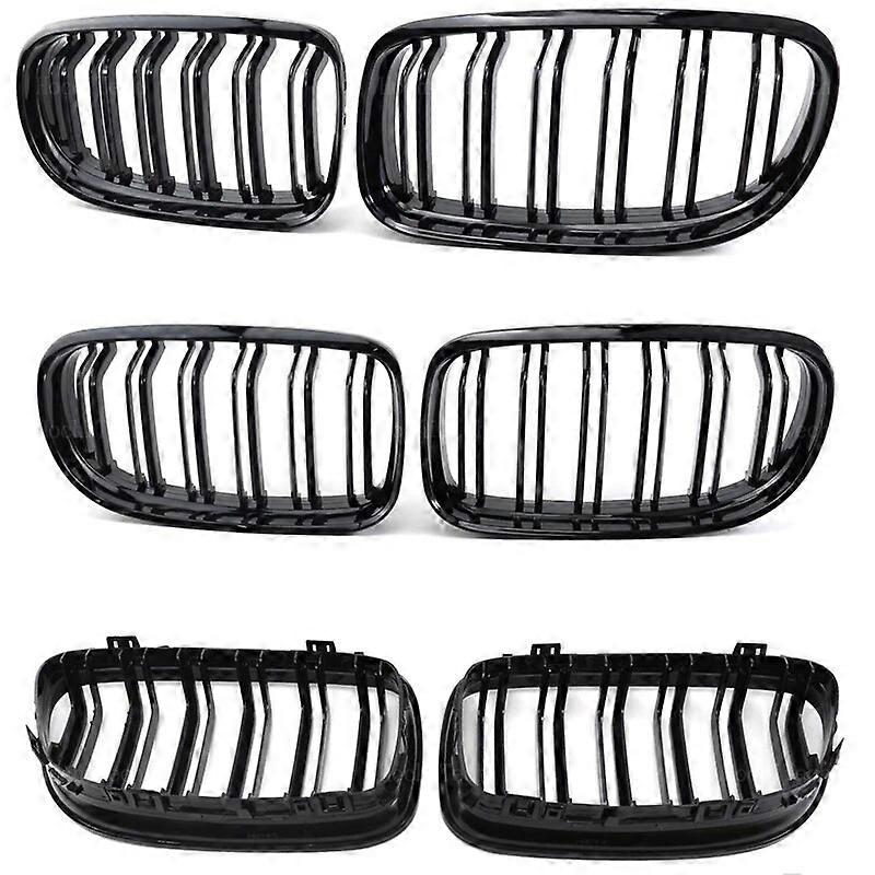 Car Front Grille Racing Front Sport Grill Gloss Black Double Slat Kidney Grille For BMW E90 E91 ...