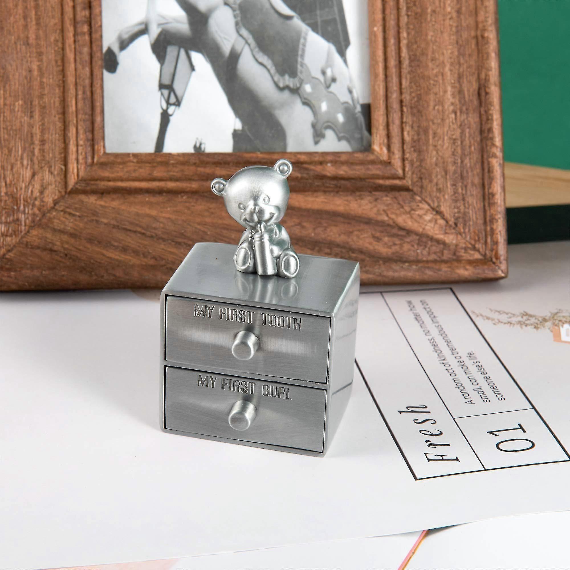 First Curl and First Tooth Metal Keepsake Box Organizer Set Teeth Fairy ...