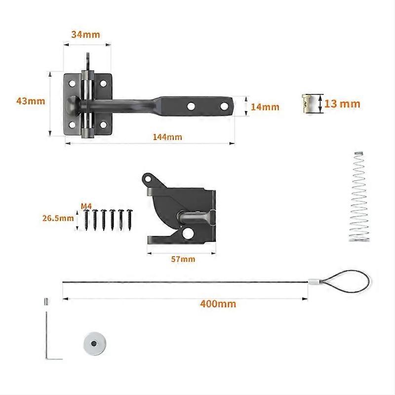 Black Carbon Steel Gate Bolt Self-Locking-Metal Bolt Latch-Gravity ...