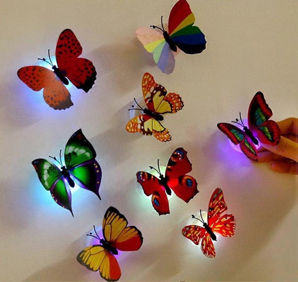 10 Pcs Led Butterfly Wall Stickers Lights Wall Stickers 3D House ...