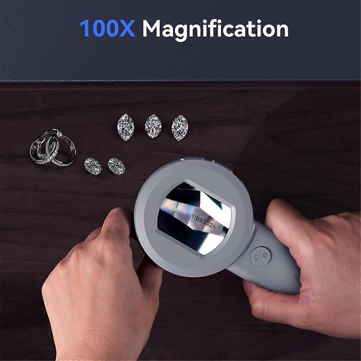 2inch Digital Microscope 100X Zoom Magnifying Glass with Light Coin ...