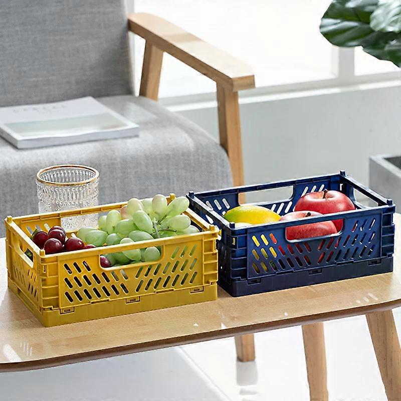 Collapsible Crate Plastic Folding Storage Box Basket Utility Cosmetic ...