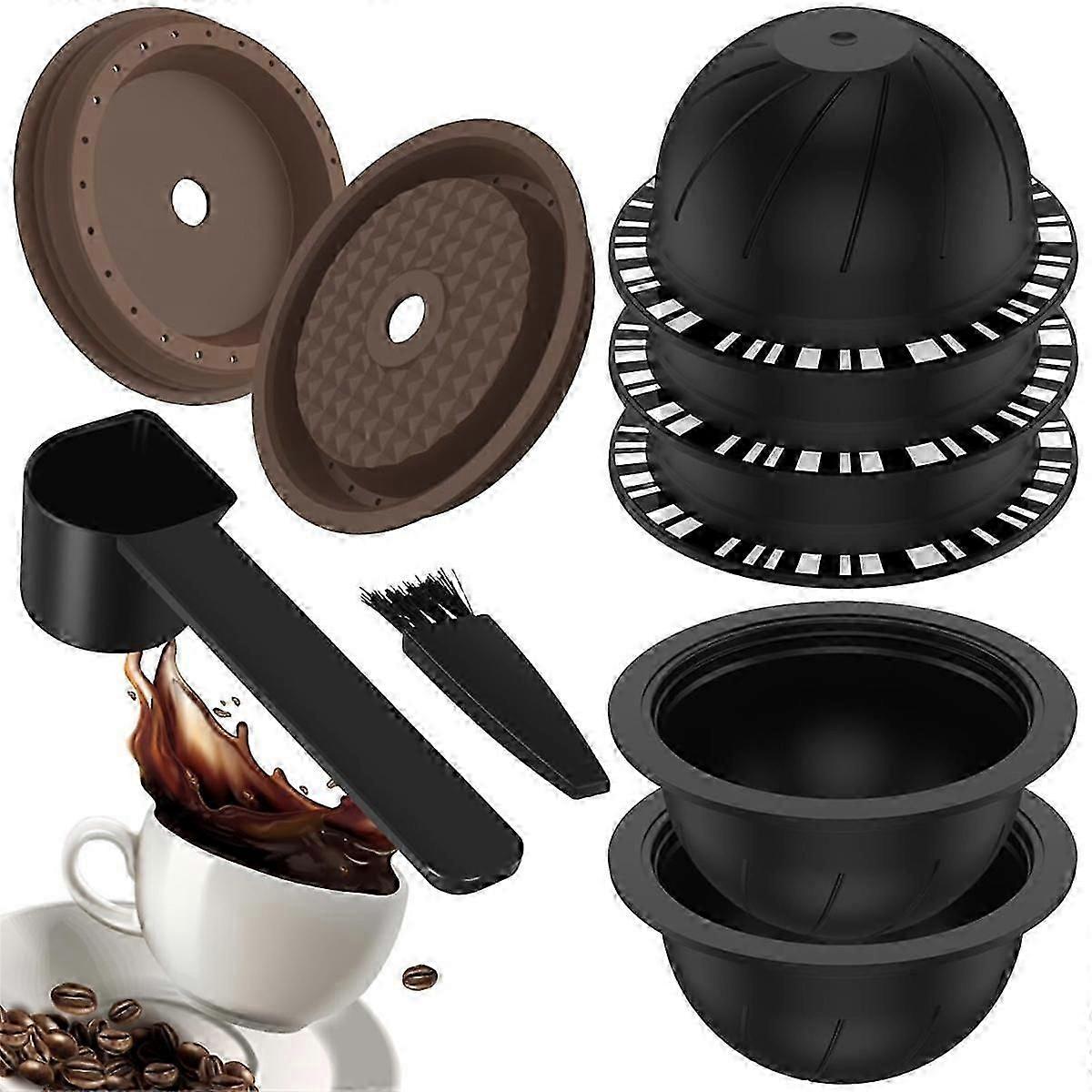 5Pcs Reusable Vertuo Pods for Machine, Coffee Capsule with 2 Silicone ...