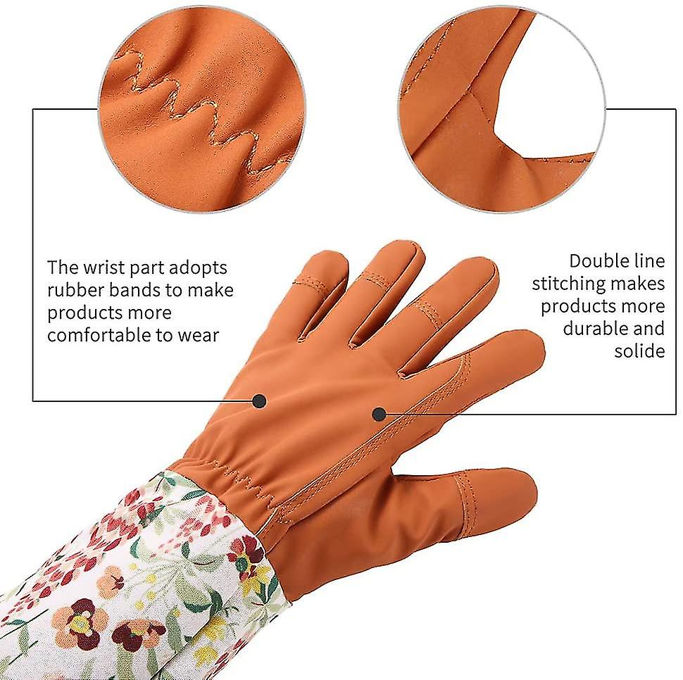 Gardening Rose Leather Gloves Women Extended Pro Gloves Rose Pruning ...