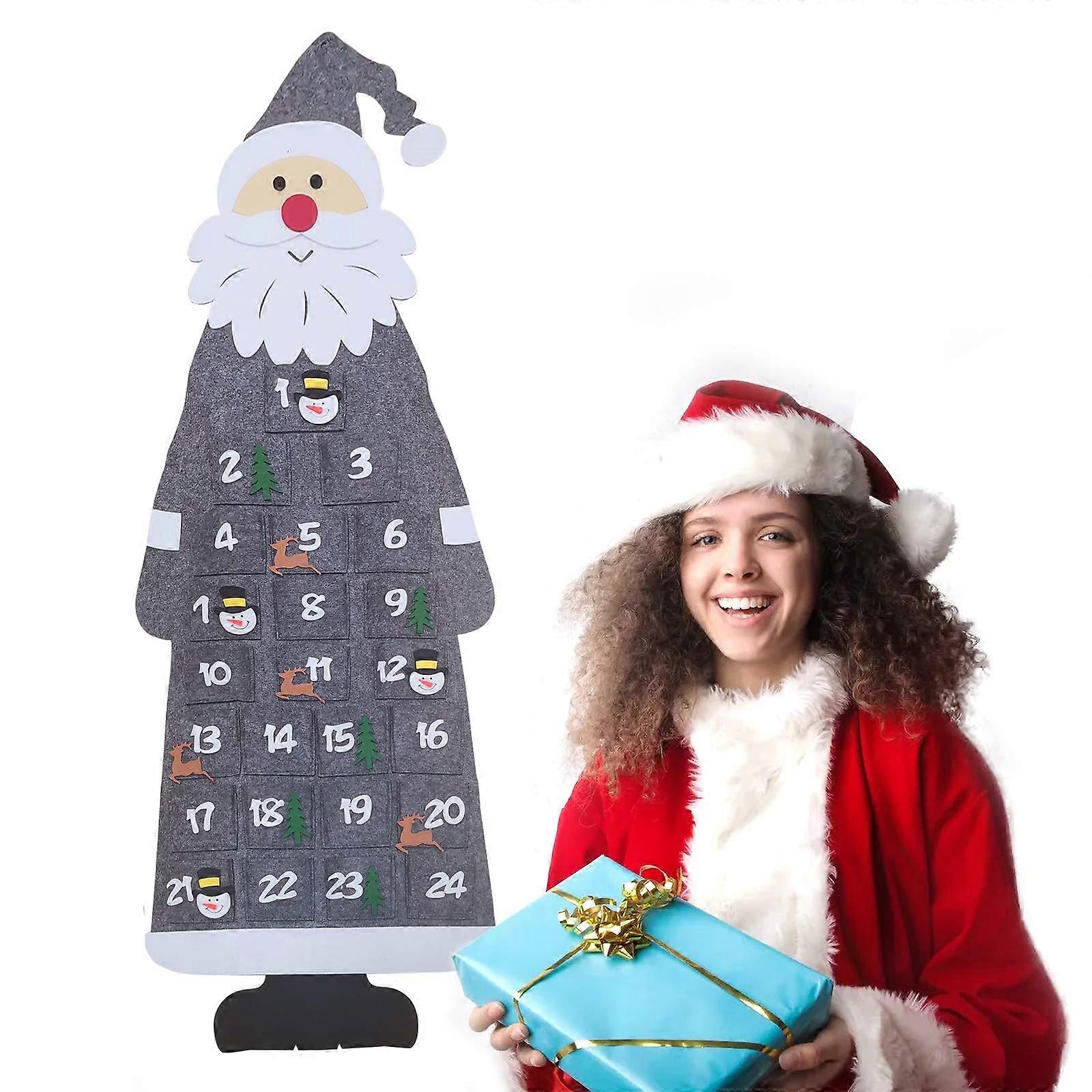 Santa Claus Advent Calendar, Felt Wall Hanging Countdown Calendar with ...