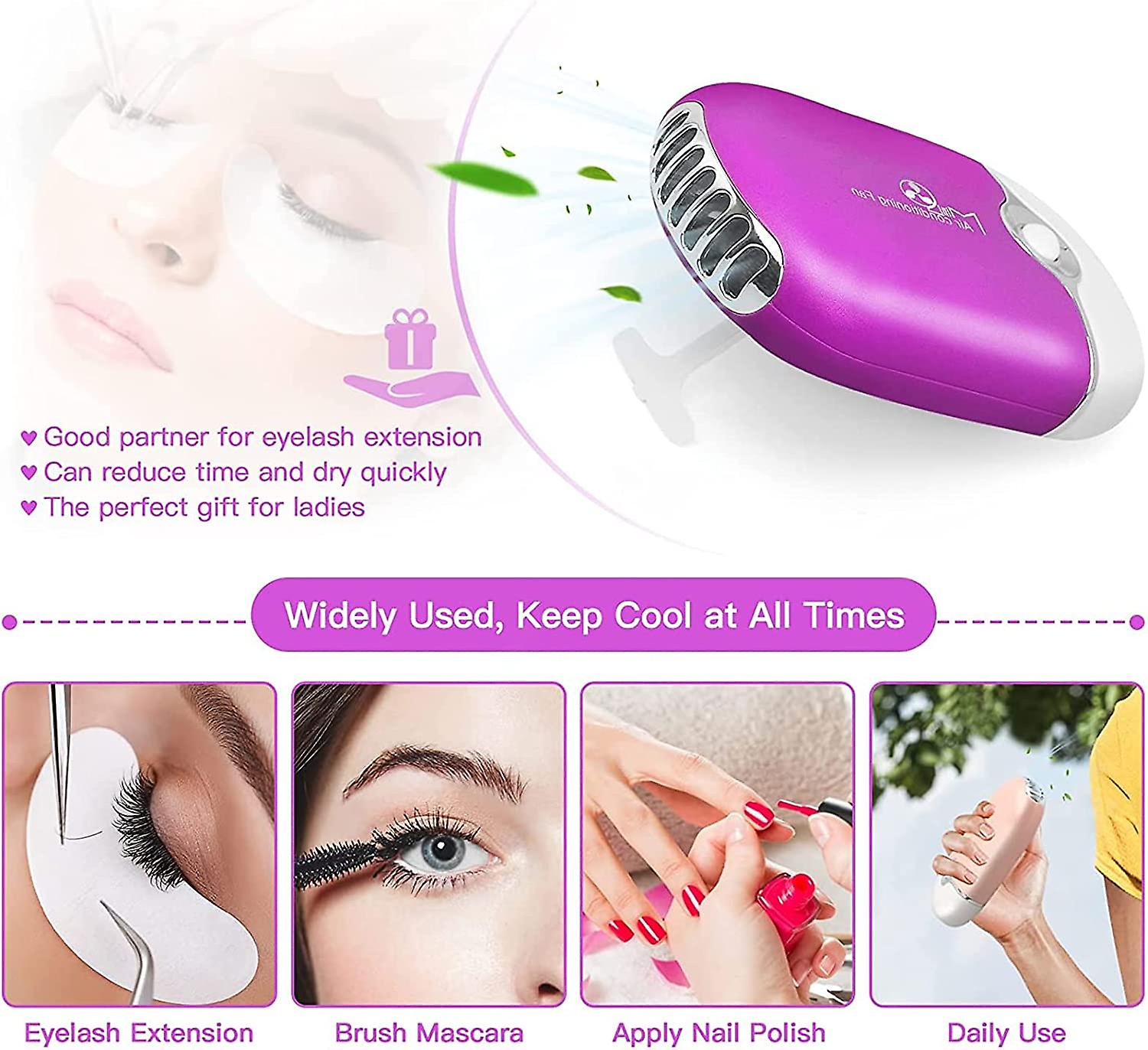 Eyelash Fan, Portable Handheld Rechargeable Mini Lash Fan Dryer With ...