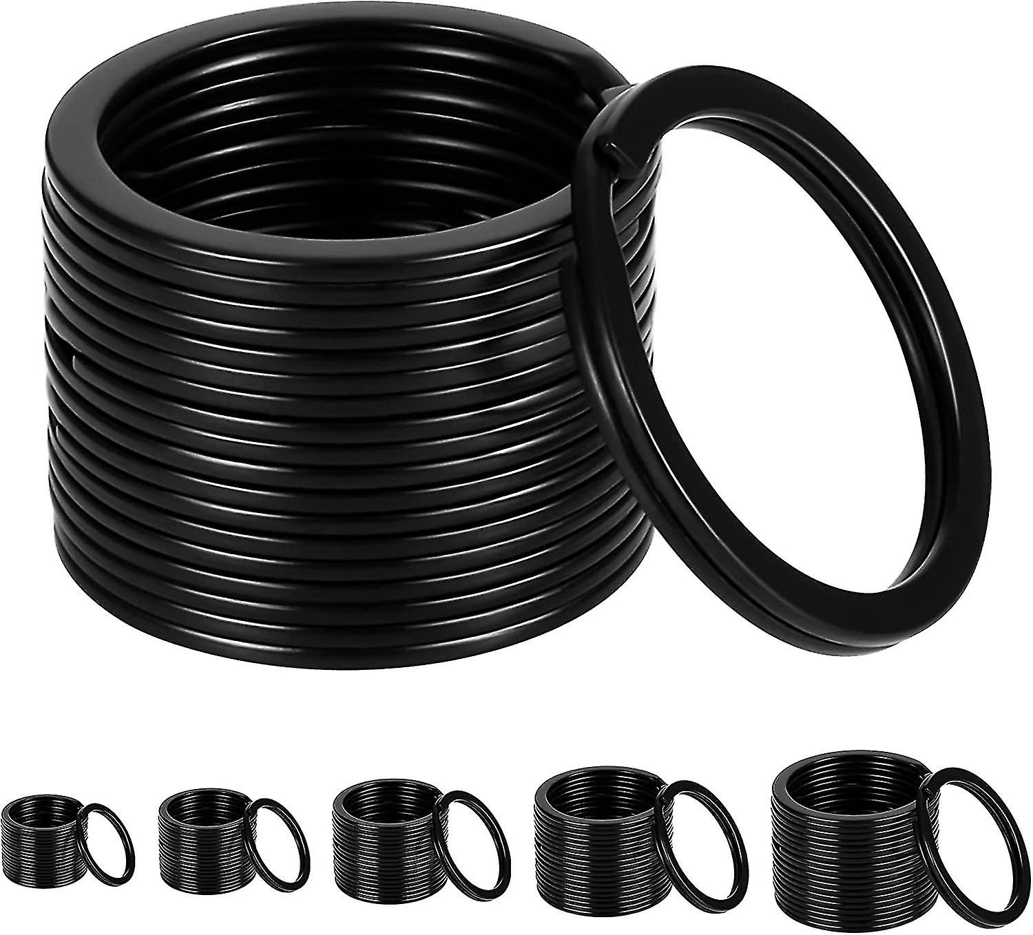 50-pack Black Key Rings Keychain, Metal Round Split Rings Key Chain ...