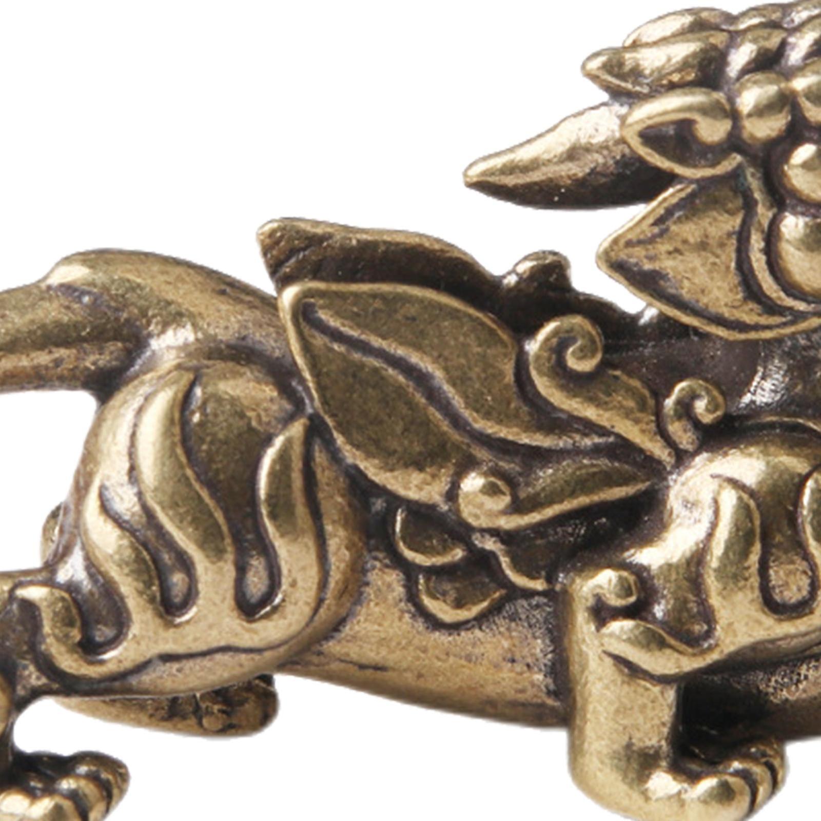 Brass Feng Shui Pi Yao Statue Animal Sculpture Figurine Copper Decor ...