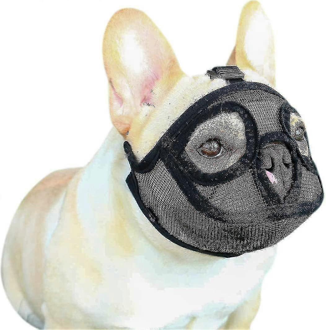 Mesh Dog Muzzle Short Snout Dog Muzzle Adjustable French Bulldog Muzzle ...
