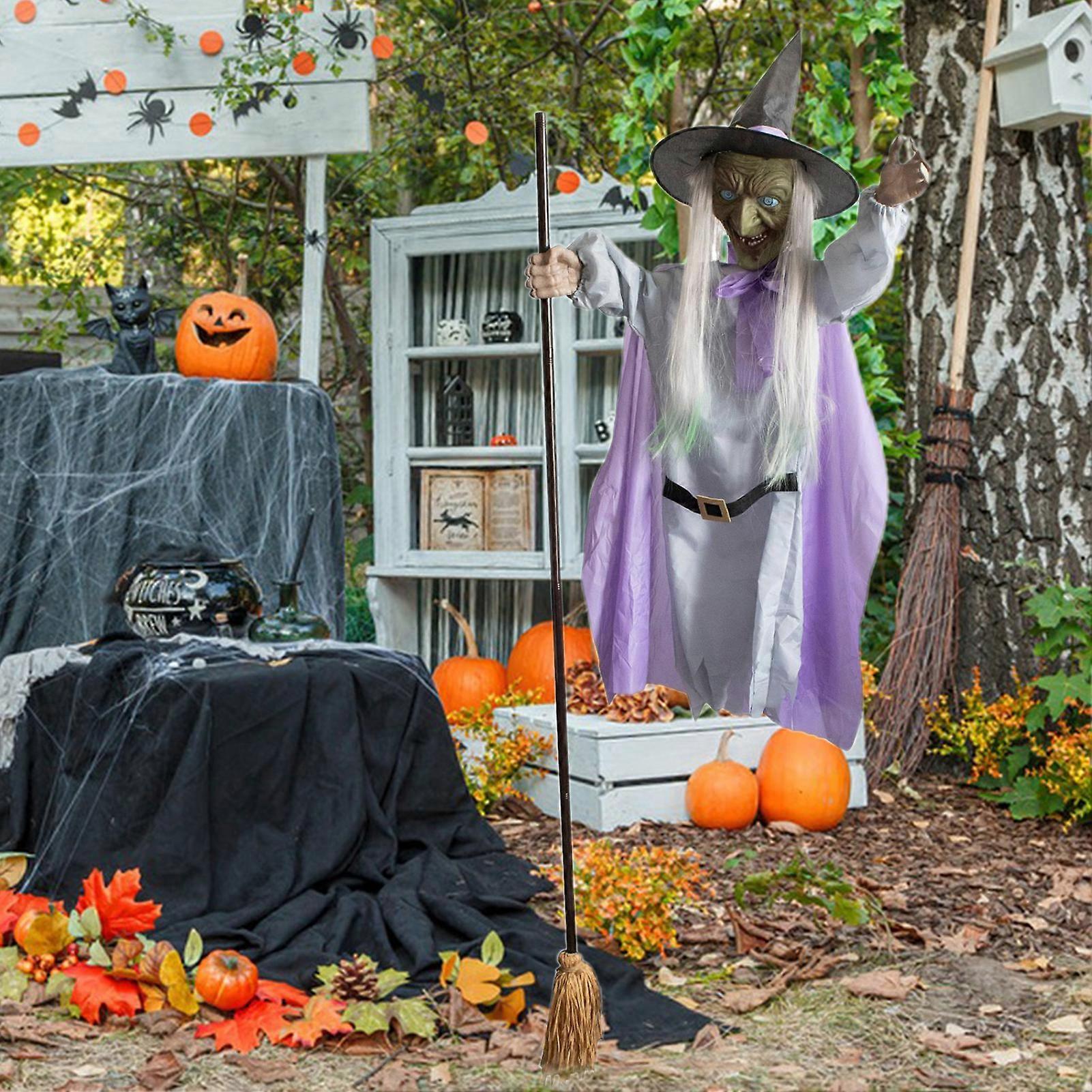 Halloween Witch Decoration Outdoor Large Flying Witch with Scary Sounds ...