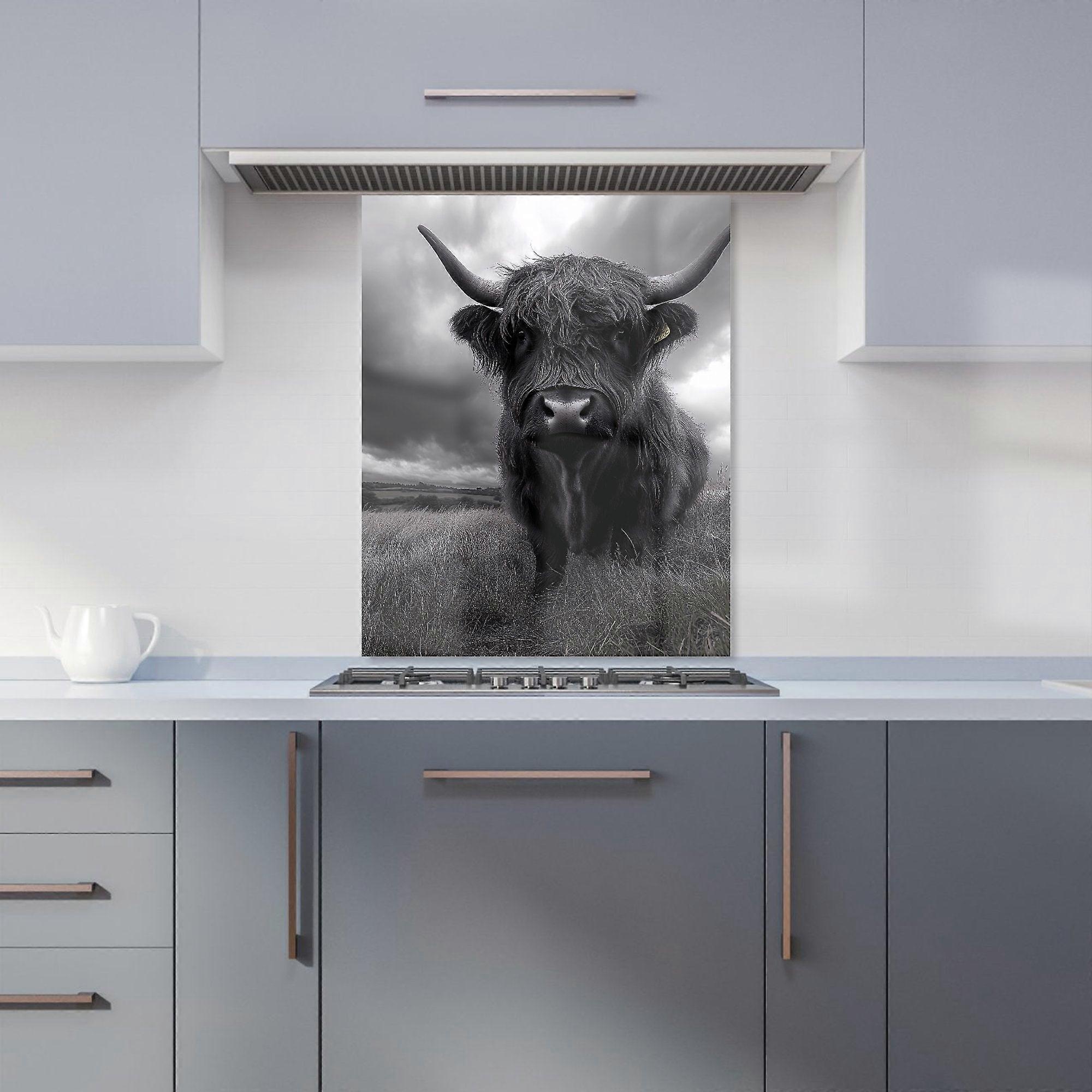 Black And White Highland Cow Kitchen Splashback | Fruugo UK