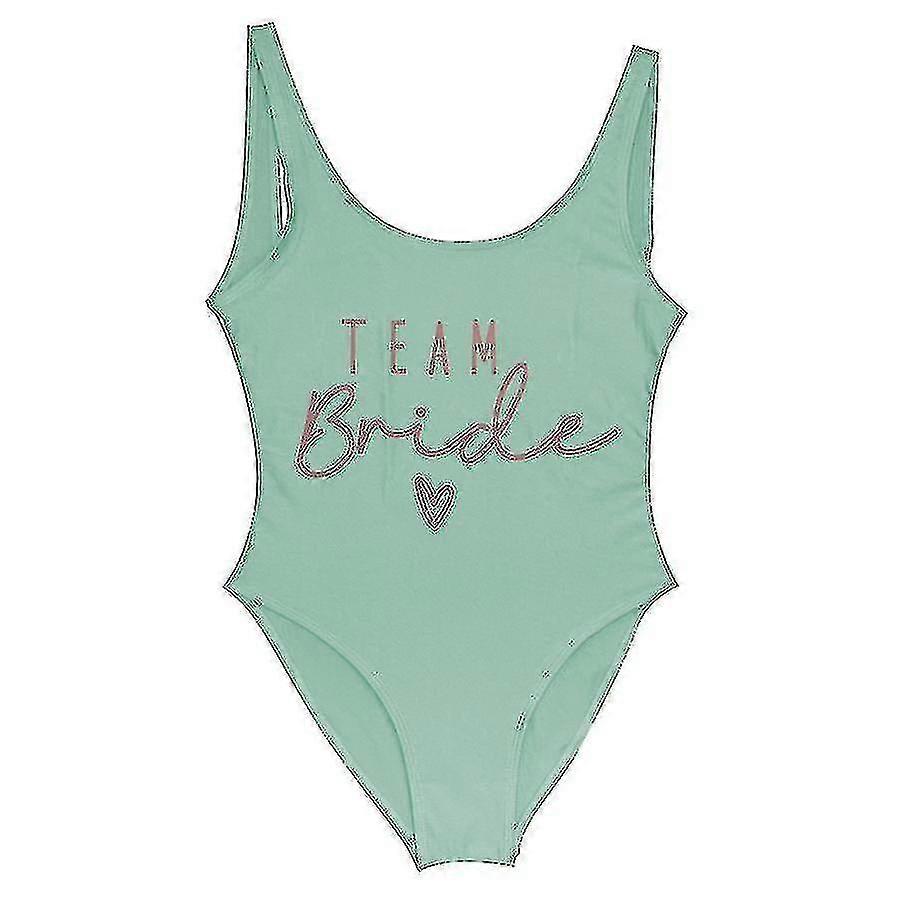 S-3xl Gold Print Team Bride One-piece Swimsuit Squad Women Swimwear Bachelorette Party Swimsuit ...