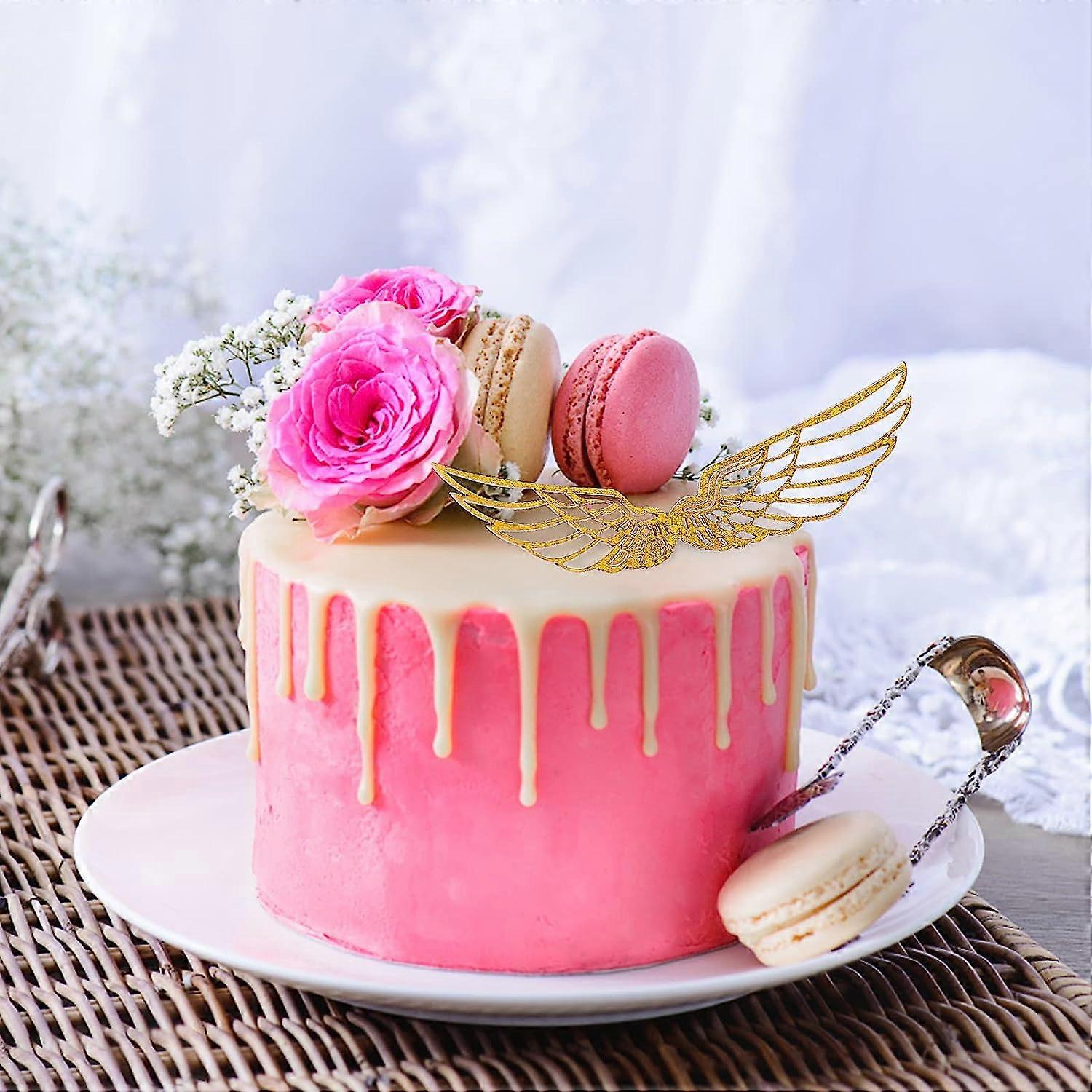 Cake Toppers, Gold Wings Wizard Party Chocolate Decoration Cupcake ...