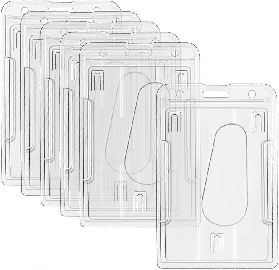 6 Pcs Transparent Badge Holder, Vertical 2 Card Badge Holder Plastic ...