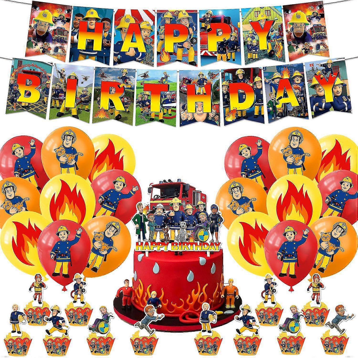 Fireman Sam Themed Birthday Party Decorations Dovetail Pull Tabs Cake ...