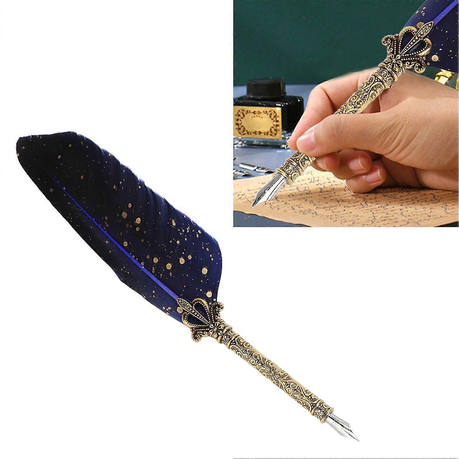 Quill Pen Set Exquisite Retro Smoothing Writing Feather Pen Caligraphy ...
