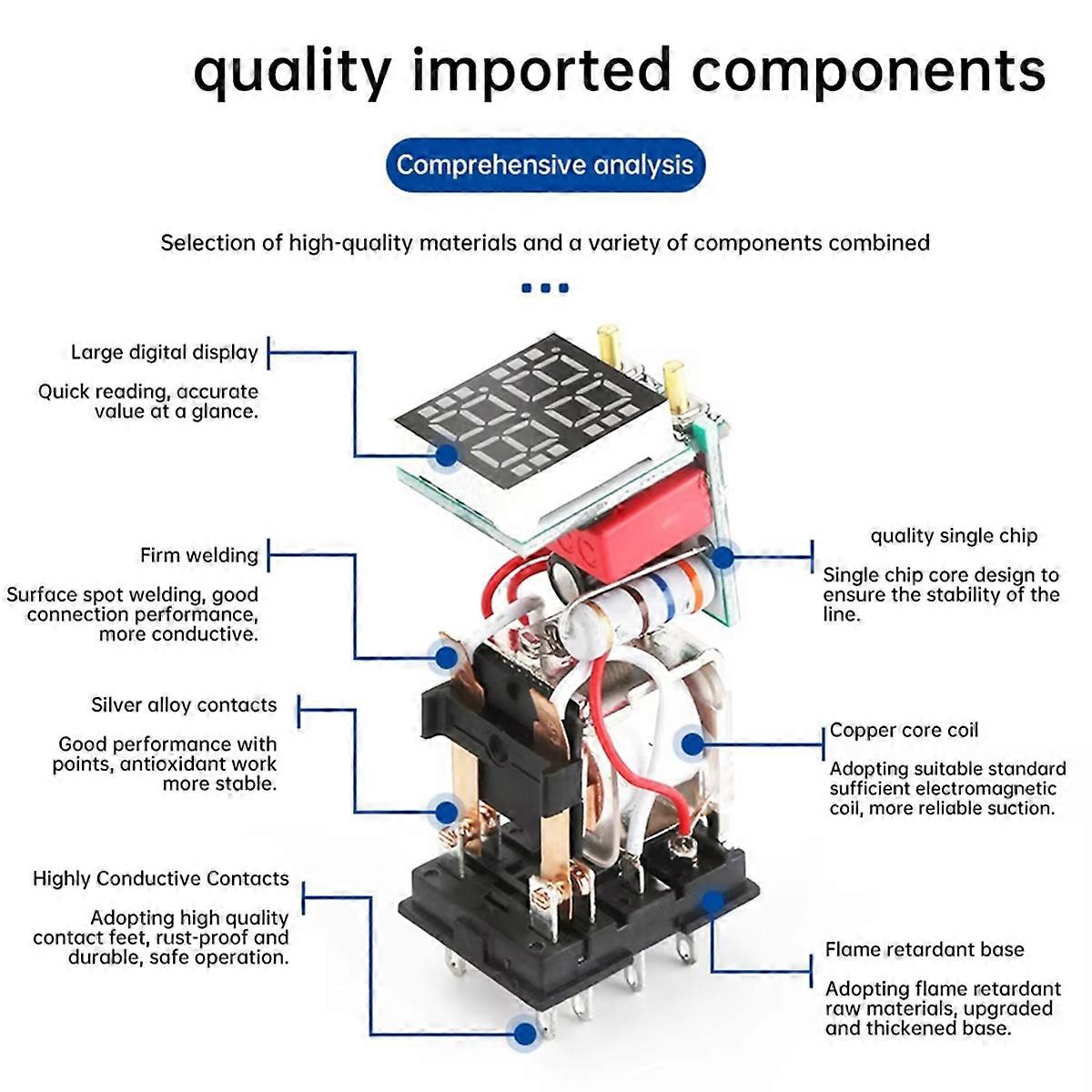 LCD Display Delay Relay Power-on Delay Controller Electronic Delay Timer Relay with Base Socket ...