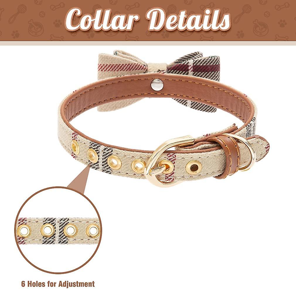 Fluga hundhalsband med koppelset - Söt justerbar klassisk rutig hund Bandana krage med klocka ...