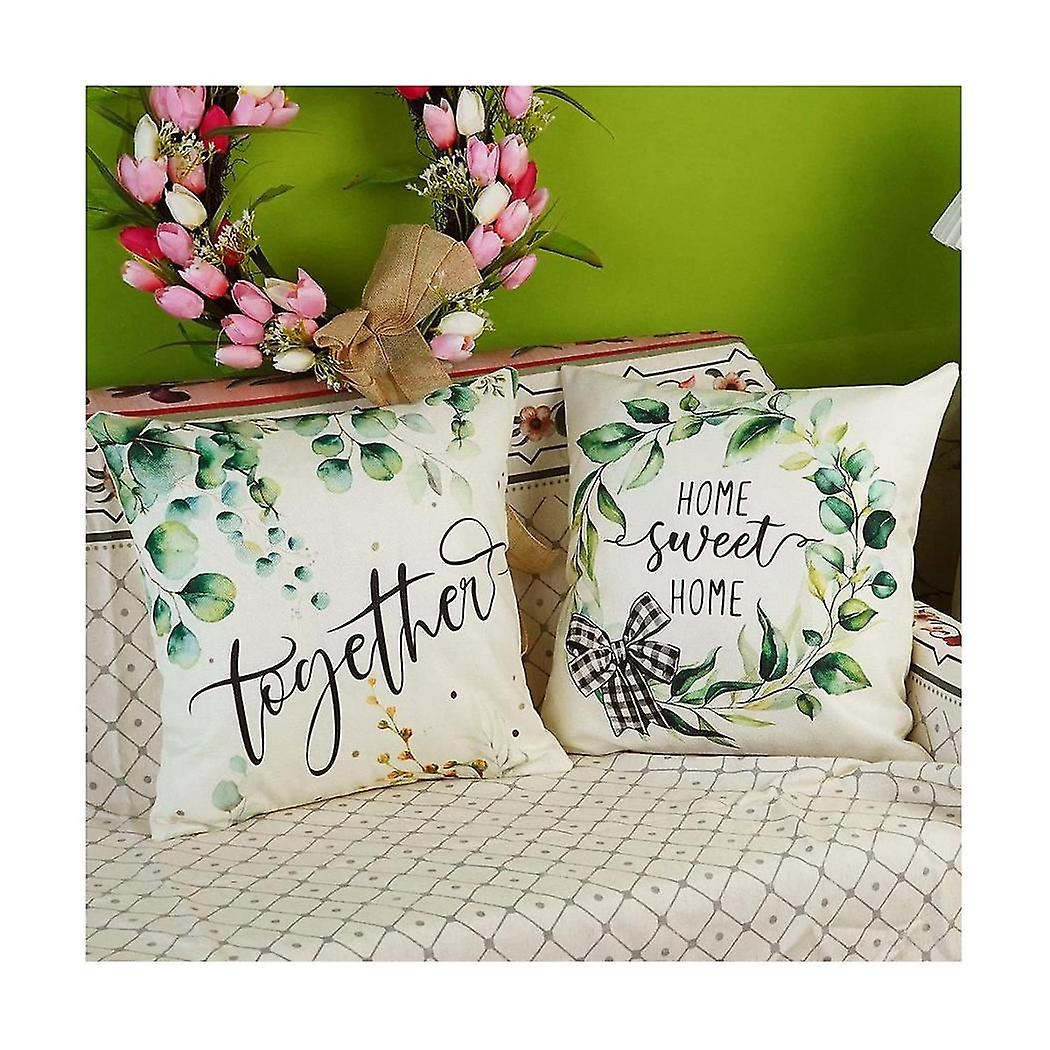 Spring Pillow Covers 18x18 4 Spring Decorations Eucalyptus Leaves ...