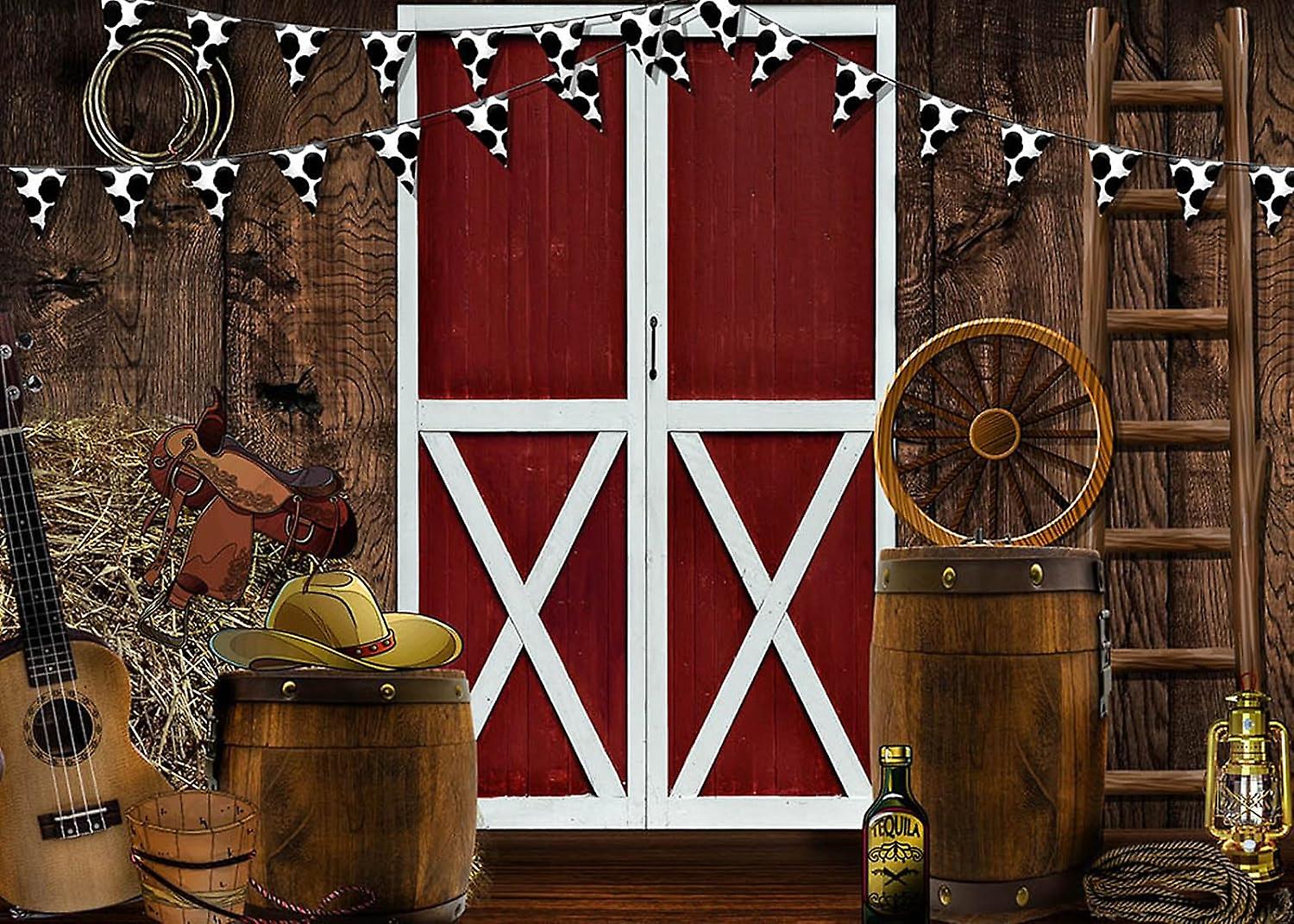 7x5 ft Western Cowboy Hintergrund Rustikales Holzhaus Scheune ...