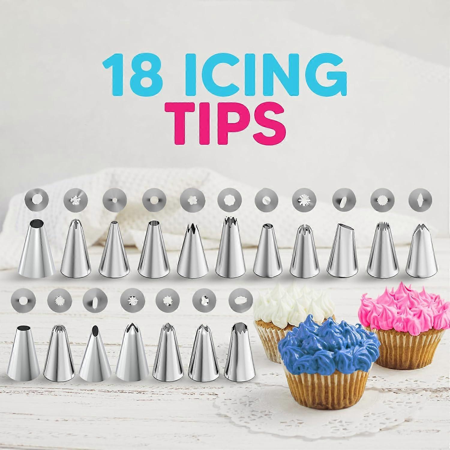 Piping Bags and Tips Set, 126 Pcs Cake Piping Kit, with 12 Inch Anti ...